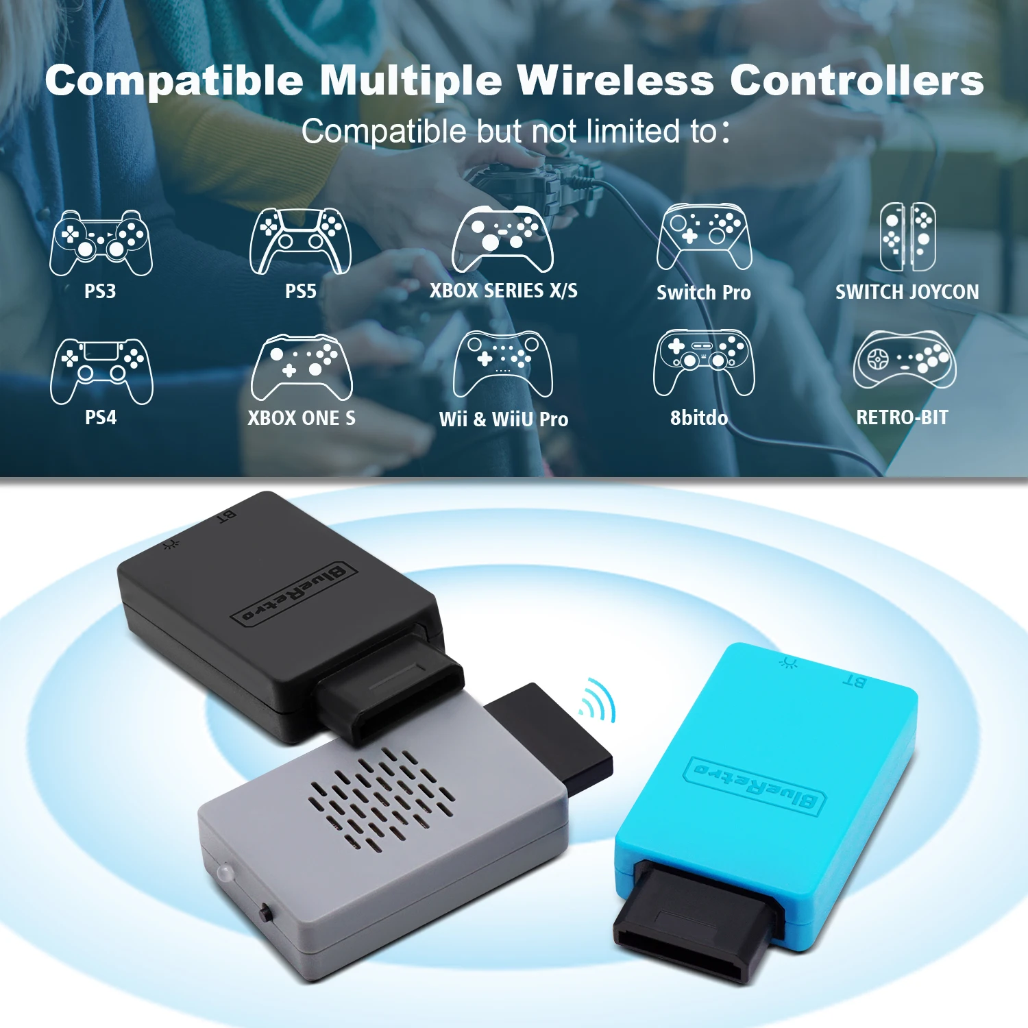 Blueretro-Wireless-bluetooth-Game-Controllers-Adapter-Converter-for-Sega-Saturn-Console-to-PS4 ...