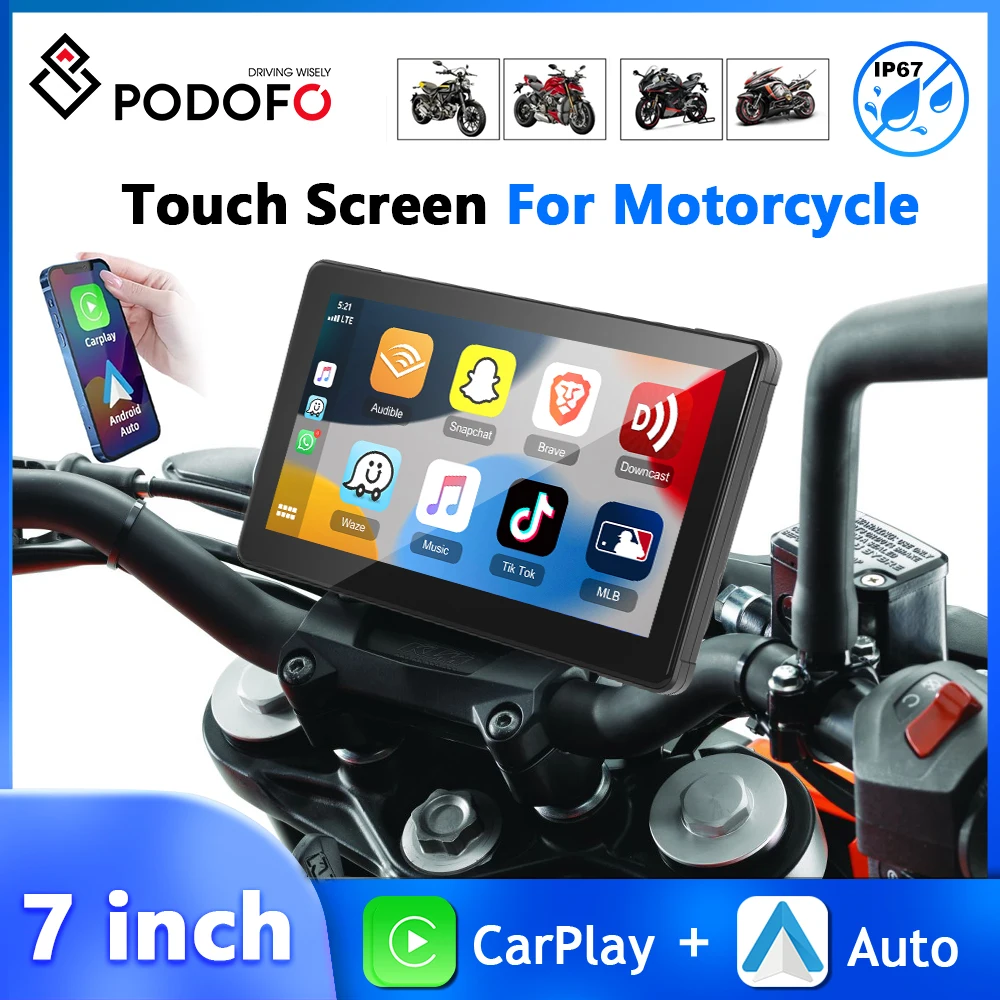 Podofo-Motorcycle-Monitor-Carplay-Motorcycle-7Inch-Motor-Player-IP67 ...