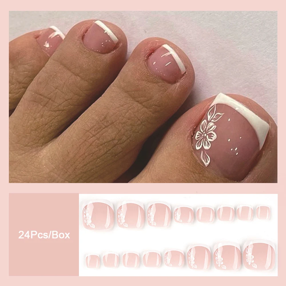 French Pedicure Flower Designs