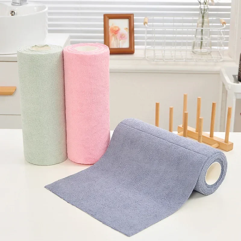 Reusable Cleaning Wipe Household Kitchen Cloth Microfiber Towel Rolls ...