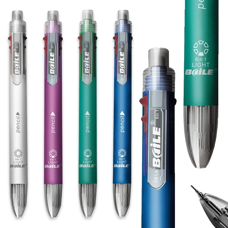 6-in-1-MultiColor-Pen-Ballpoint-Pen-Set-Retractable-5-Colors-and ...