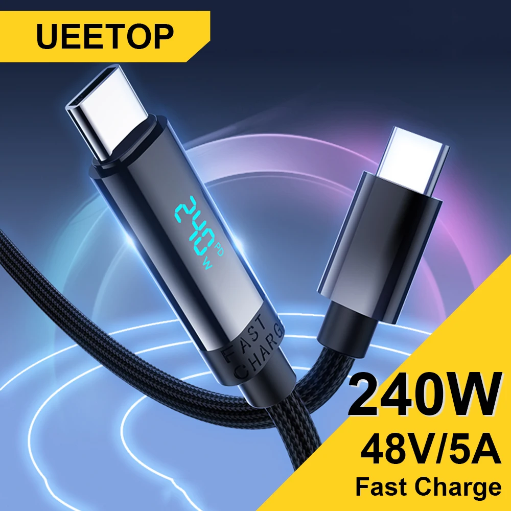 Ueetop 240W Super Fast Charge Type-C Cable Quick Charge USB Cable 6A ...