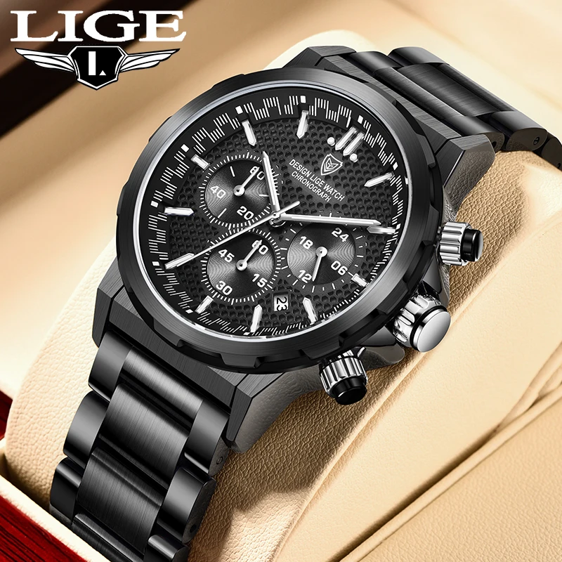 LIGE-Fashion-Luxury-Quartz-Watches-Stainless-Steel-Band-Business-Watch ...