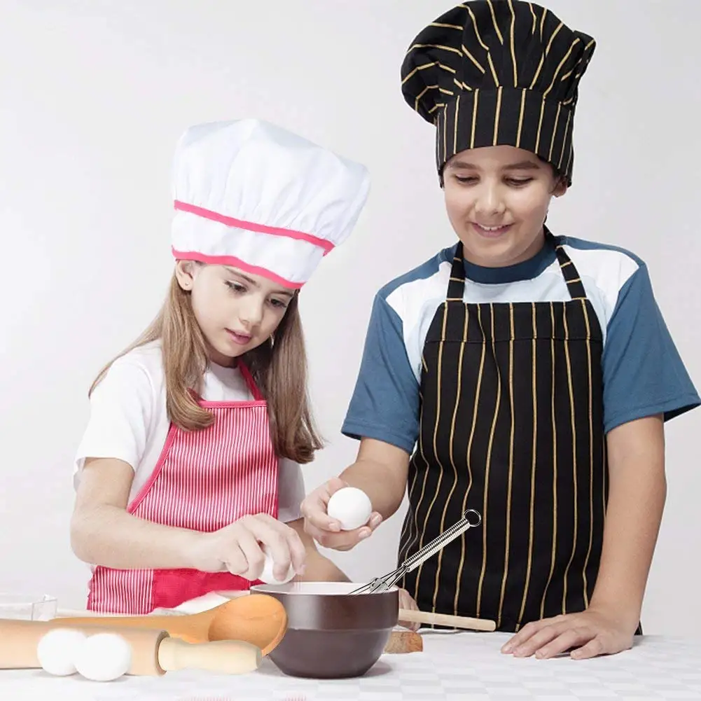 Apron for Girls, Chef Set Pink and White Stripes Apron Hat Easy Bake ...