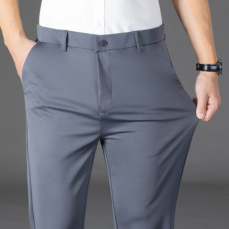 New-Men-s-Solid-Color-Business-Straight-Leg-Pants-Comfortable-and ...