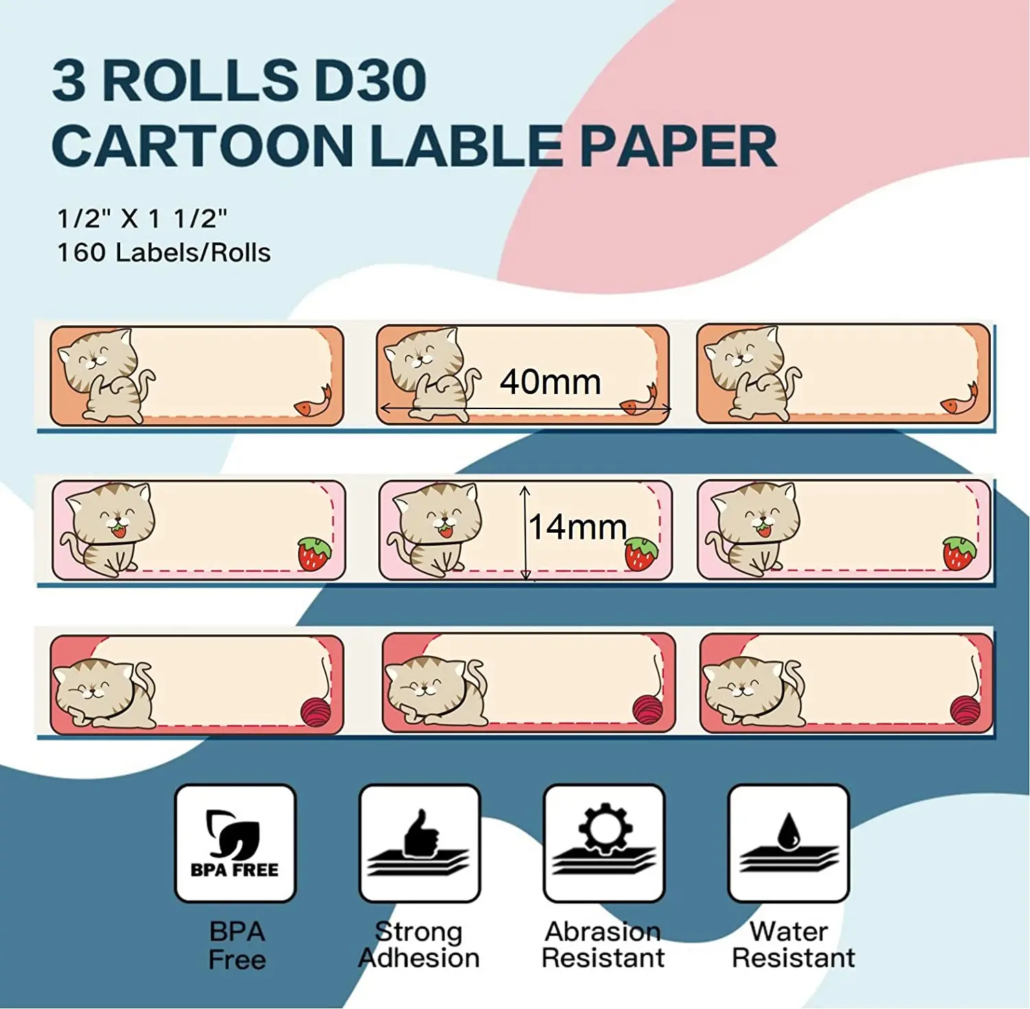 Gommette,3 rouleaux-boîte Phomemo Motif Thermique Série Impression ...