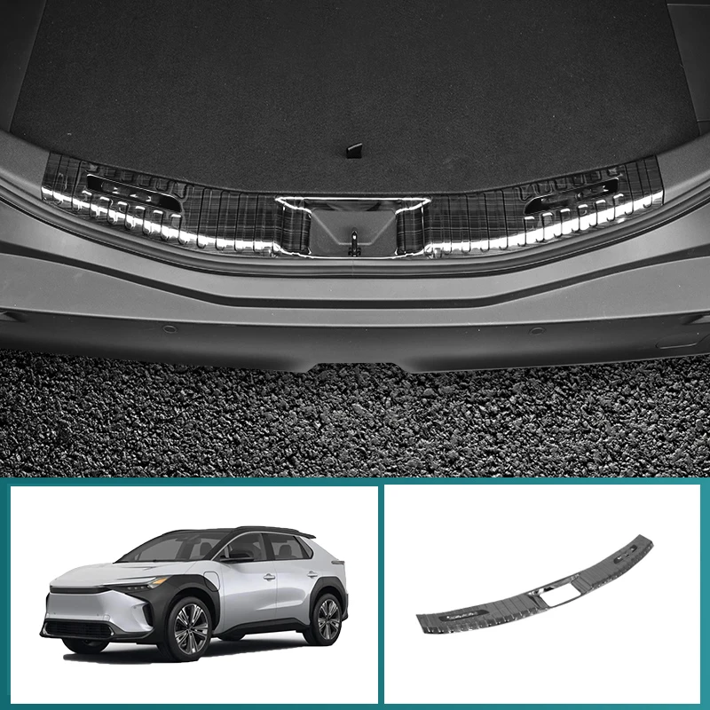 Car-Accessories-For-2023-Toyota-bZ4X-Stainless-steel-silver-Black-Rear ...
