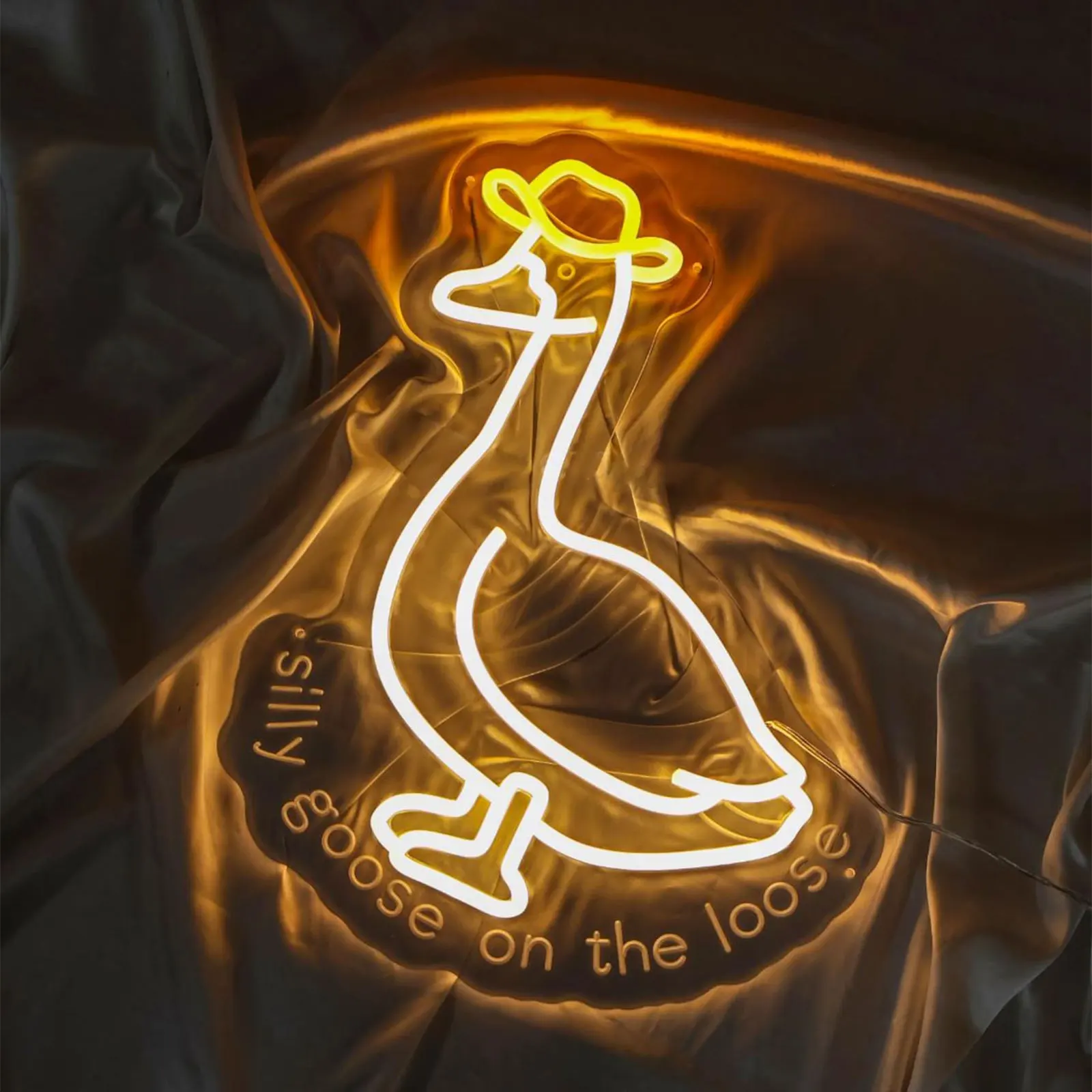 Neon Sign Silly Goose Wall Art Decor Cowboy Goose Birthday Gift for ...