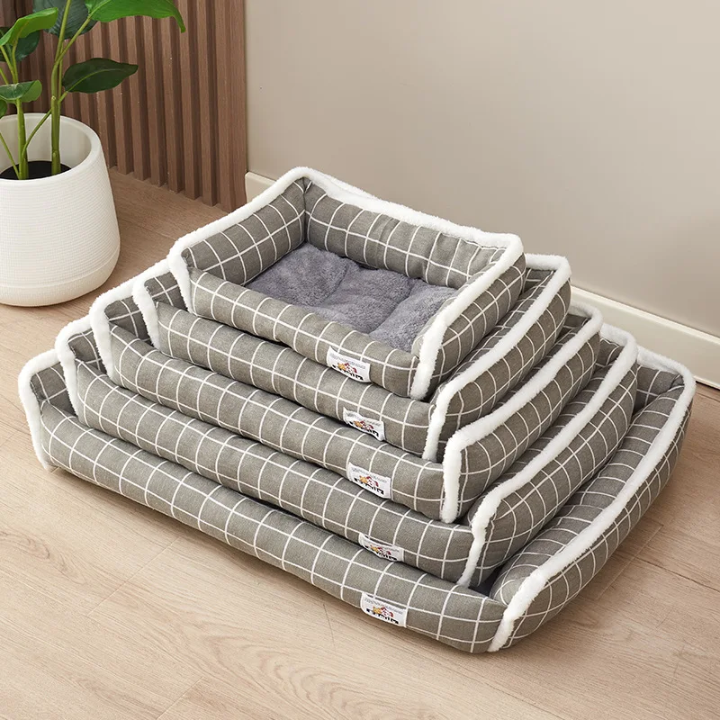 Cats-Dogs-House-Square-Flesh-Bed-for-Winter-Comfortable-Soft-Washable ...