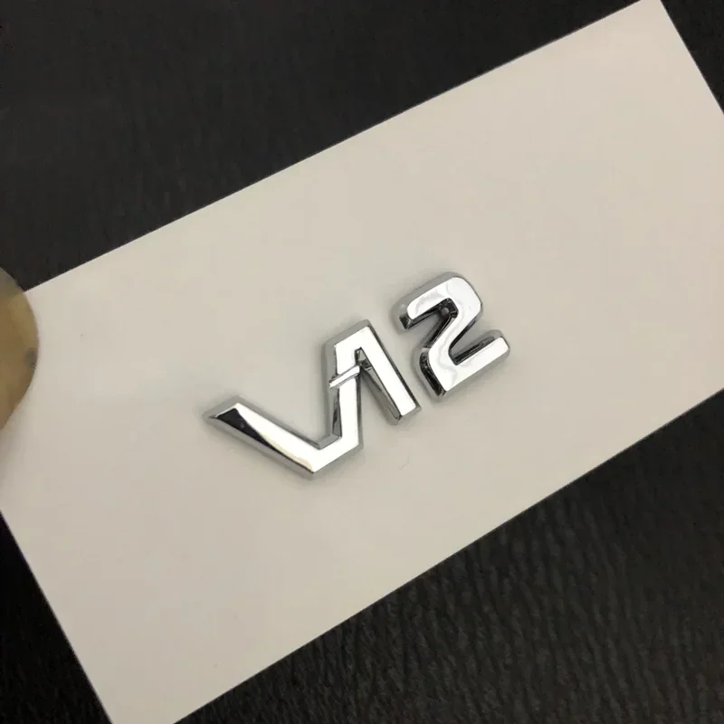Chrome-V12-Emblem-Badge-Interior-Center-Console-Small-ABS-Fob-Logo-Car ...