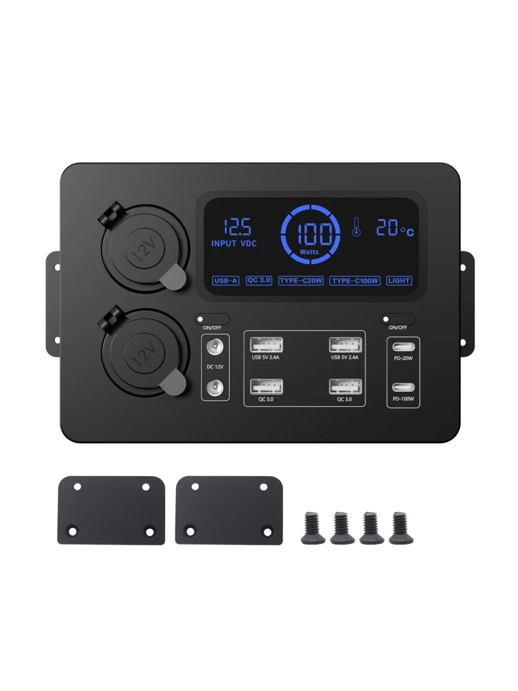 Mini-Power-Box-12V-100W-LCD-Display-Power-Box-with-LED-Lights-USB-C-QC3 ...