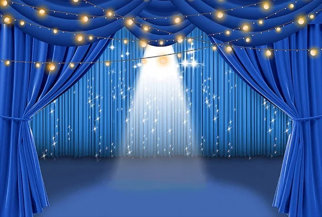 Blue Curtain Theater Stage Photography Backdrop Vinyl Party Show ...