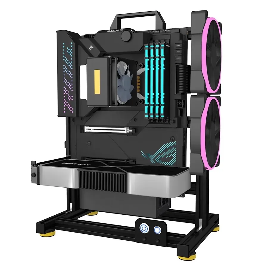 DIY Gamer Cabinet ITX MATX ATX Open Computer Case Frame Aluminum Alloy ...