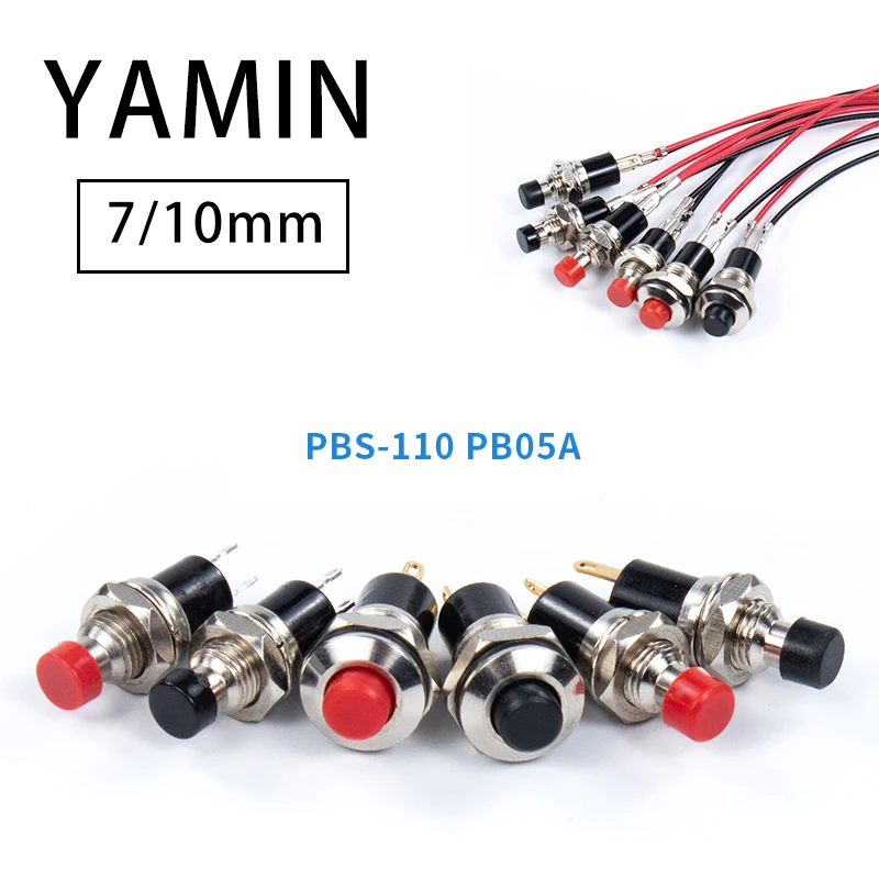 5mm/7mm/10mm With Wire Mini Round Self-Lock/Momentary Push Button ...