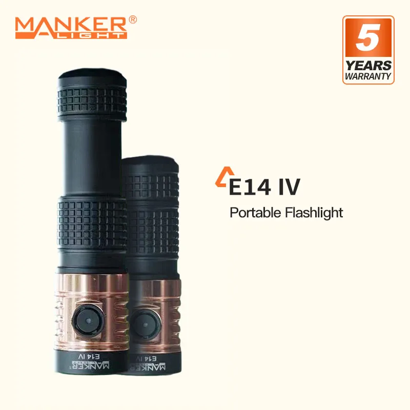 Manker E14 IV Rechargeable 4-Light Source Portable Flashlight, 18350/ ...