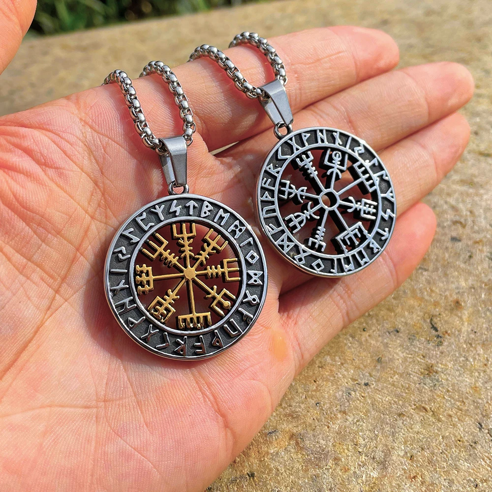Nordic Viking Compass Pendant Necklace For Men 316L Stainless Steel ...