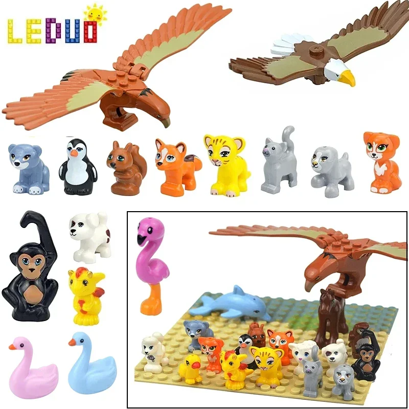 MOC-City-Animal-Building-Block-Animals-Figures-Swan-Eagle-Penguin-Baby ...