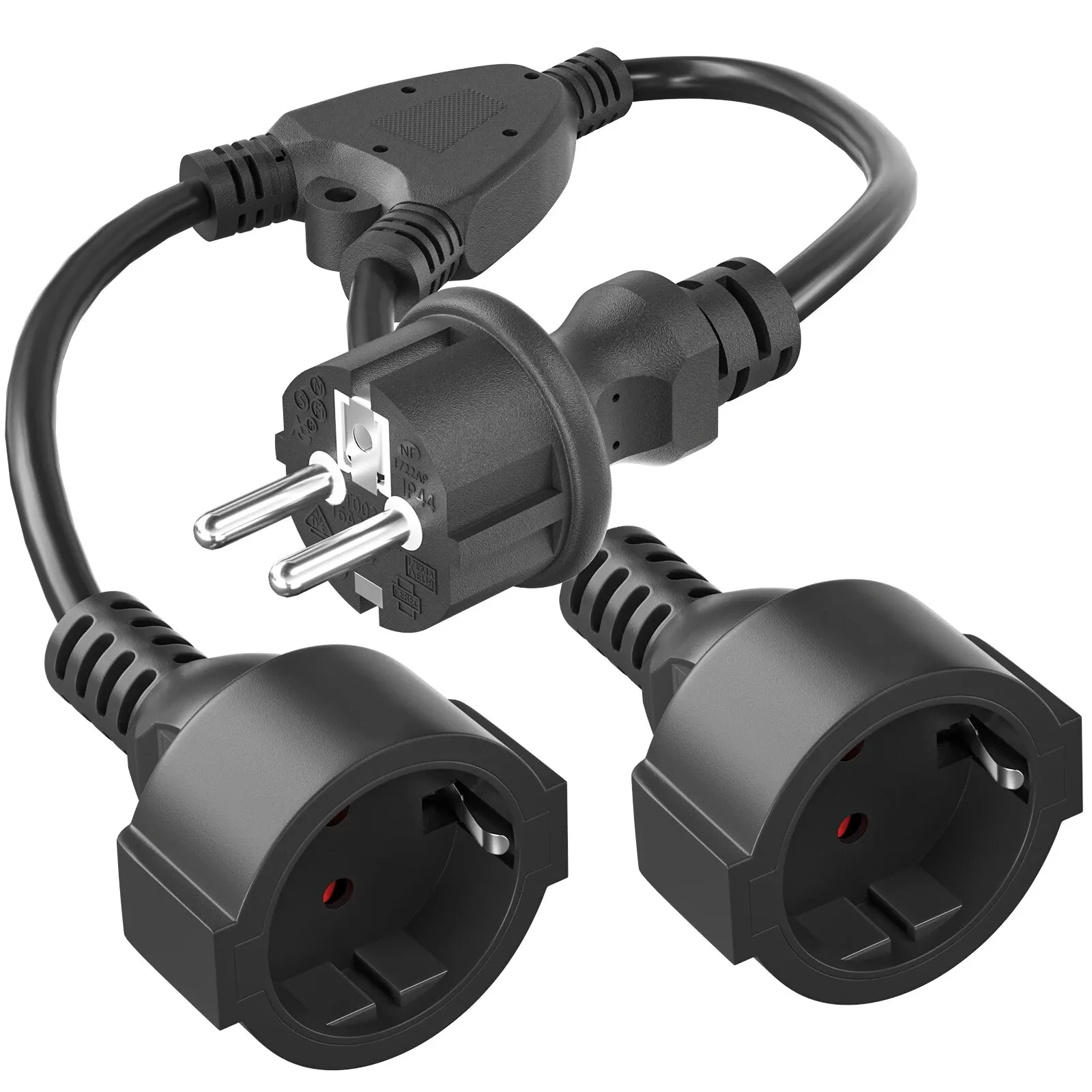 EU European Power Extension Cord with 2 Outlets IP20 Male to Female ...