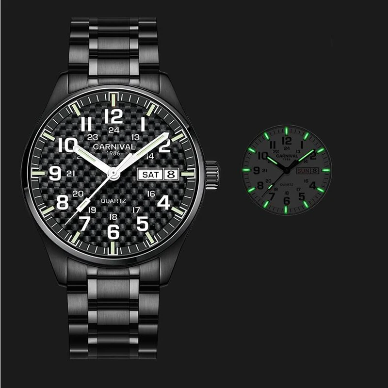 CARNIVAL-Watch-Men-Stainless-Steel-Sports-Luminous-Waterproof-Date ...