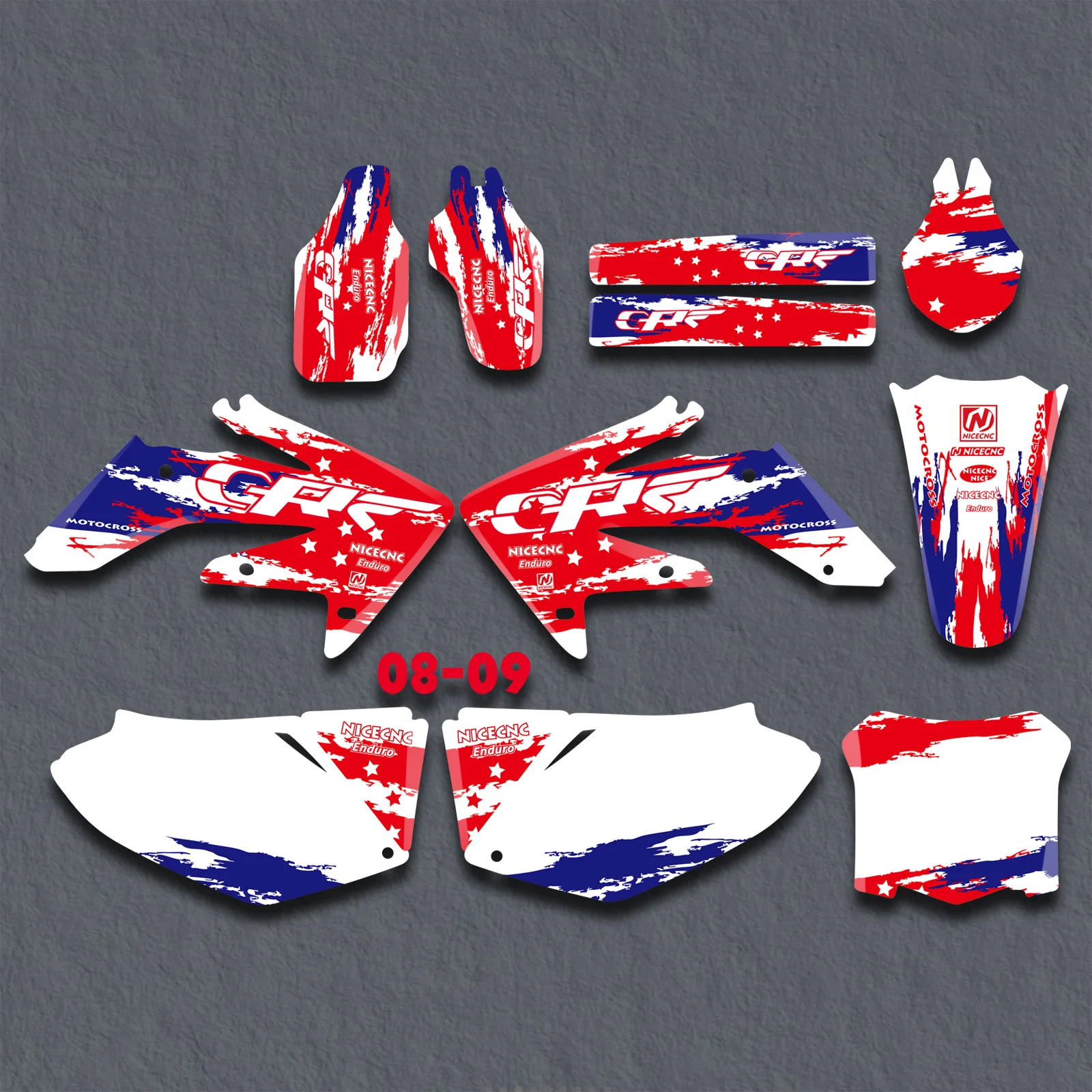 NiceCNC-For-Honda-CRF250-CRF-250-2008-2009-Motorcycle-Fairing-Graphics ...