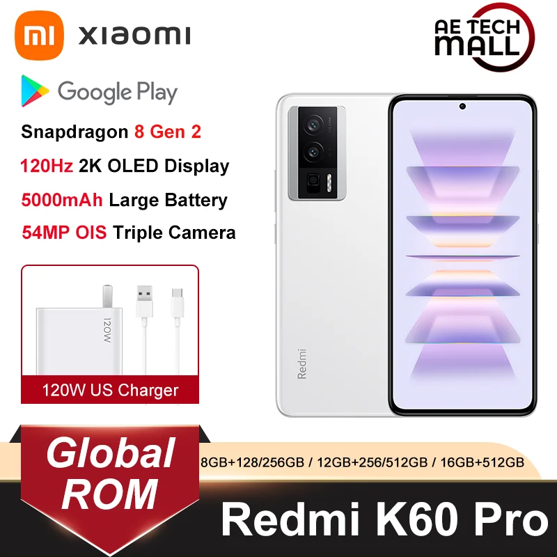 Xiaomi Smartphone Redmi K60 Pro 5G K 60 Pro, Snapdragon 8 Gen 2, 5000mAh, 120Hz, Triple CÁMARA ...