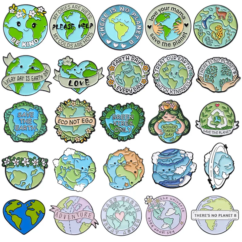 Protect Environment Love The Earth Enamel Pins Creative Earth Day ...