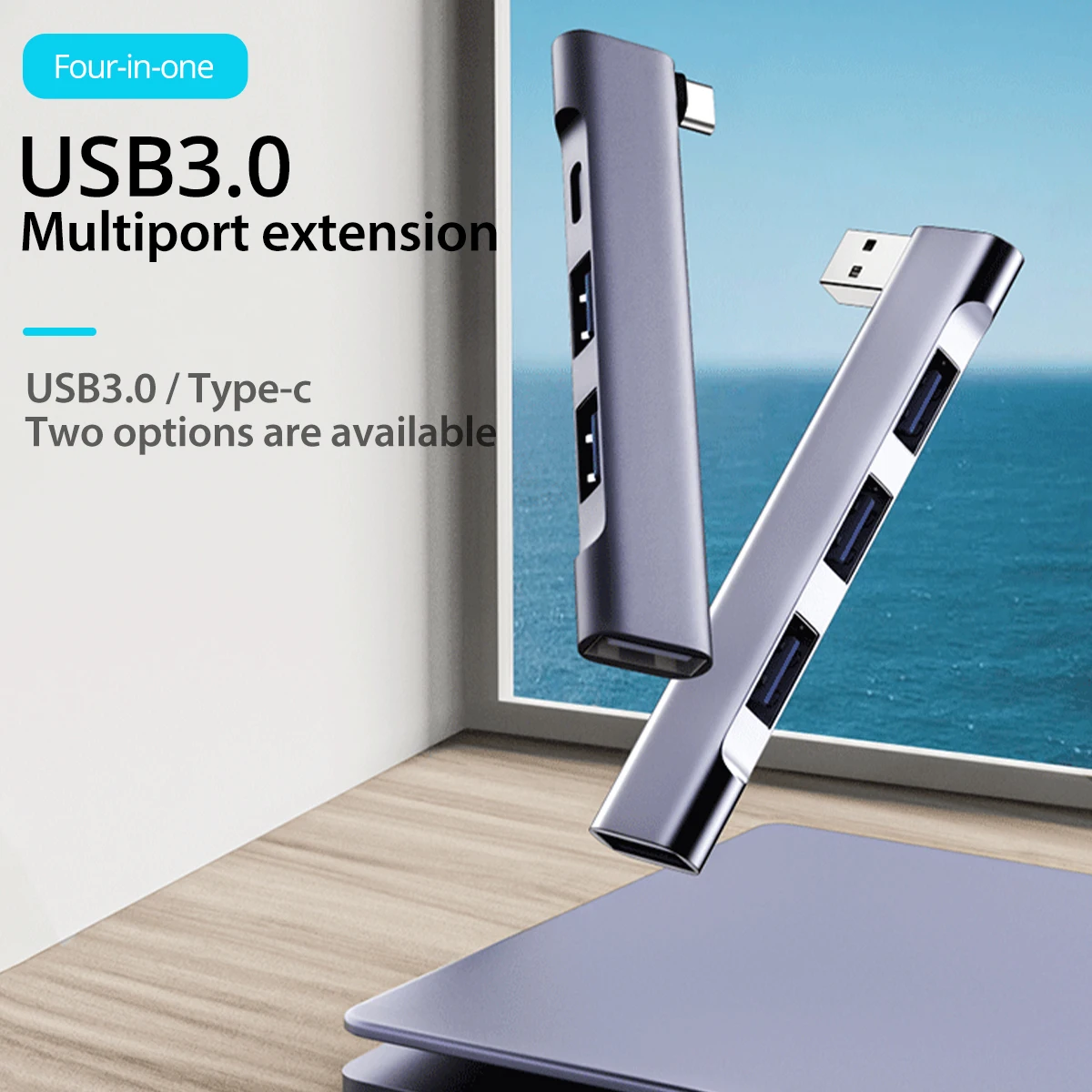 Ankndo USBC HUB USB 3.0 Docking Station 4-port High Speed Splitter OTG ...