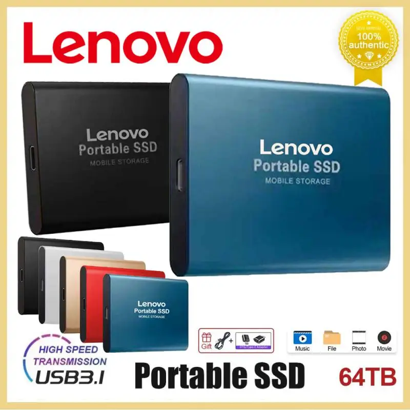 Lenovo 64TB 32TB External SSD 12TB Portable SSD External Hard Drive USB3.1 Type C Portable Solid ...