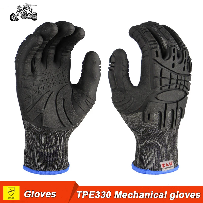 TPE 330 Mechanical Gloves back of hand Anti-smash palm non-slip Strong ...