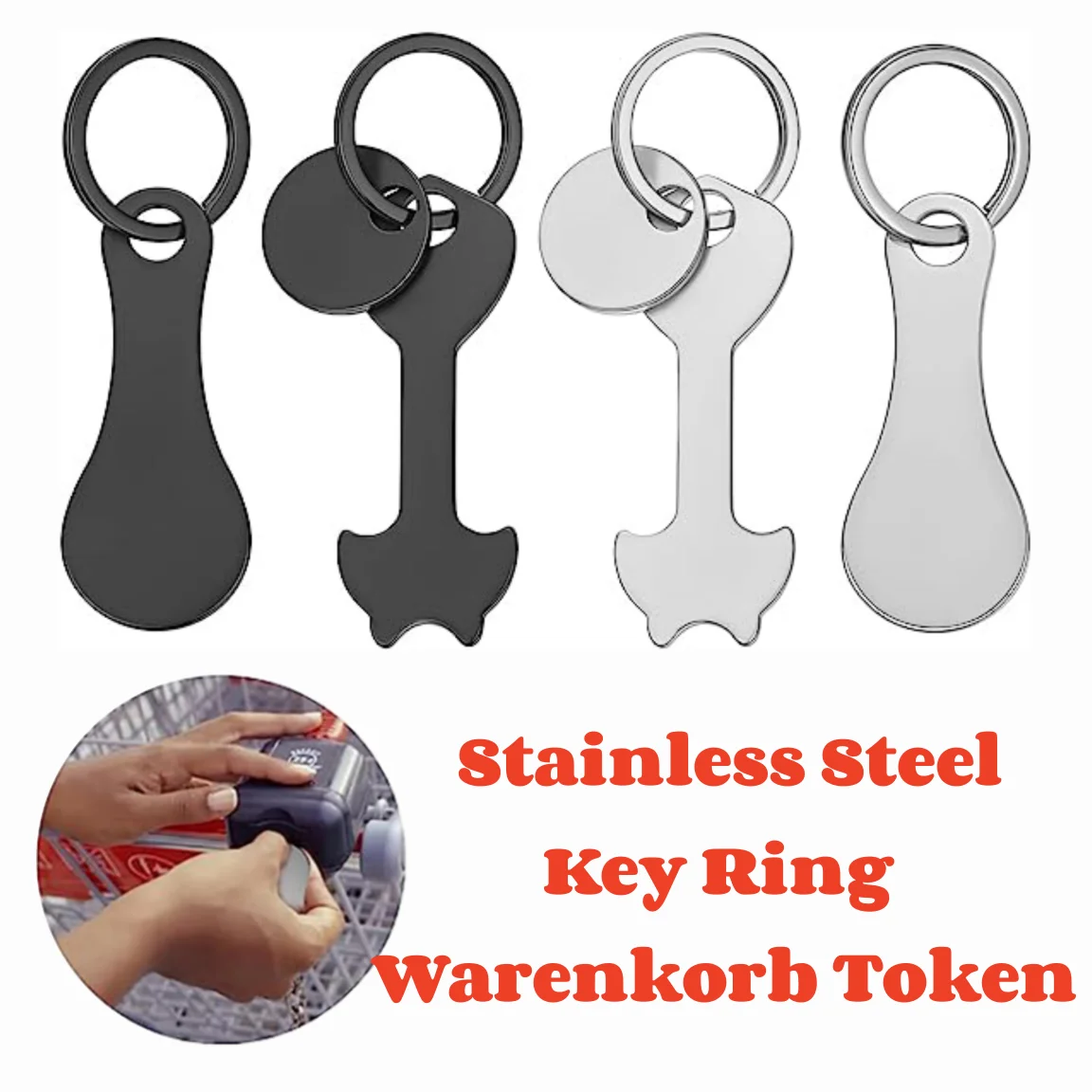 Stainless-Steel-Trolley-Cart-Tokenrings-Keychains-Portable-Quarter ...