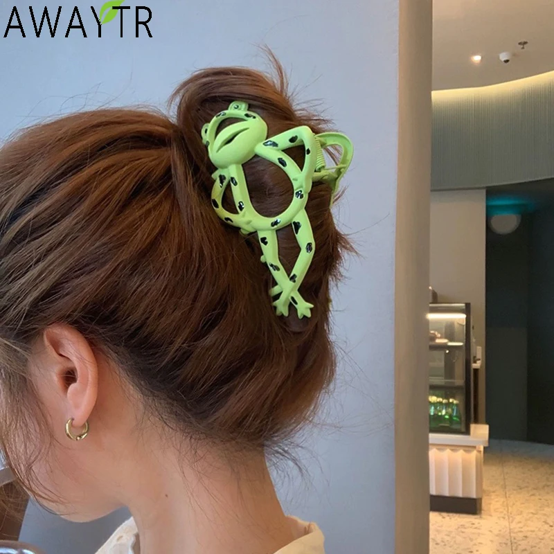 AWAYTR-Hands-On-Hips-Frog-Claw-Clip-Green-Hair-Cute-Accessories-Clips ...