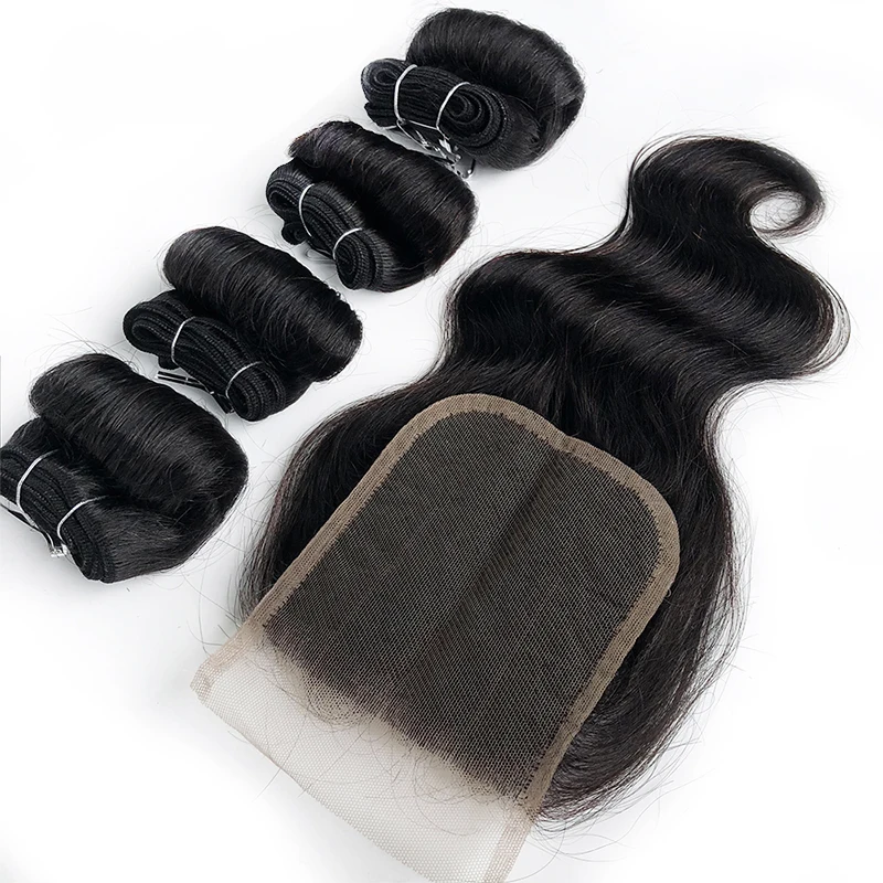 Short-Human-Hair-Bundles-with-Closure-Short-Braizilian-Body-Wave ...