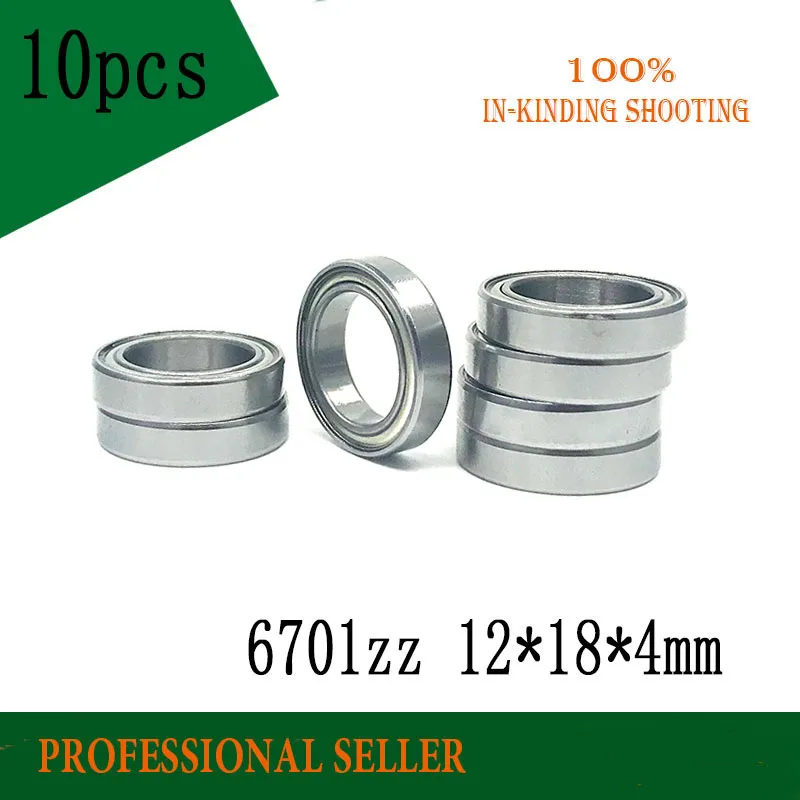 10pcs 6701zz Bearing Abec-1 12x18x4 Mm Thin Wall Section 6701 Zz Ball ...