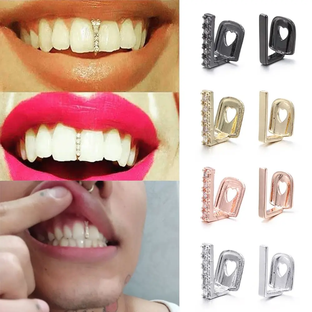 New Hip Hop Gold Teeth Grillz Top Crystal Grills Dental Mouth Punk ...