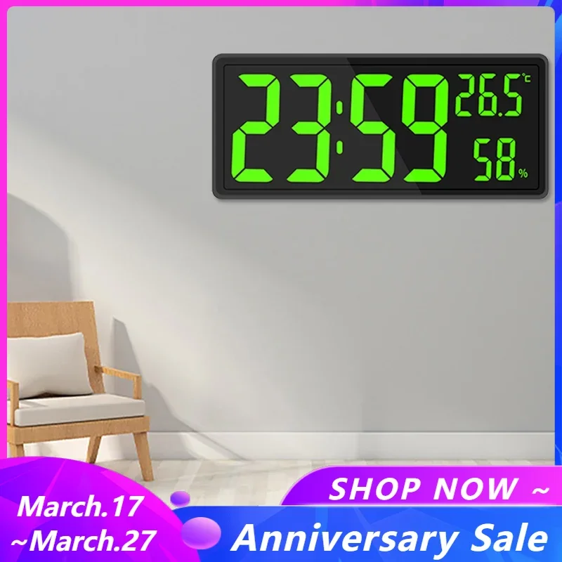 Wall-Hanging-Digital-Clock-Temperature-and-Humidity-LED-Wall-Clock ...