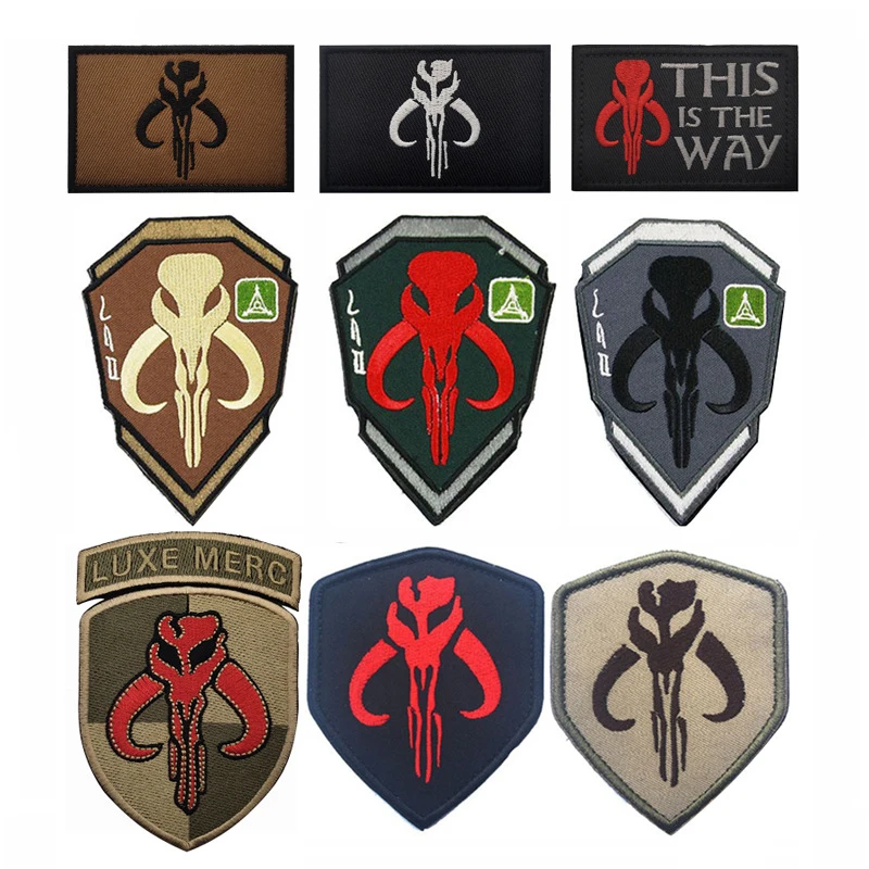 Mandalorian-Mythosaur-Mercenary-Shield-Badge-Tactical-Movie-Skull ...