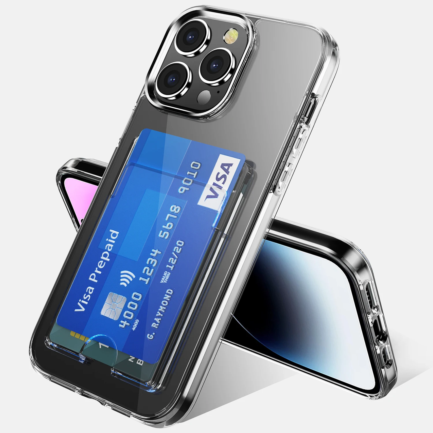 Luxury Transparent Wallet Card Slot Holder Phone Case For iPhone 16 15 ...