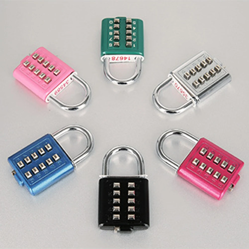 10-Digit-Push-Button-Password-Lock-Chrome-Plated-Anti-theft-Combination ...
