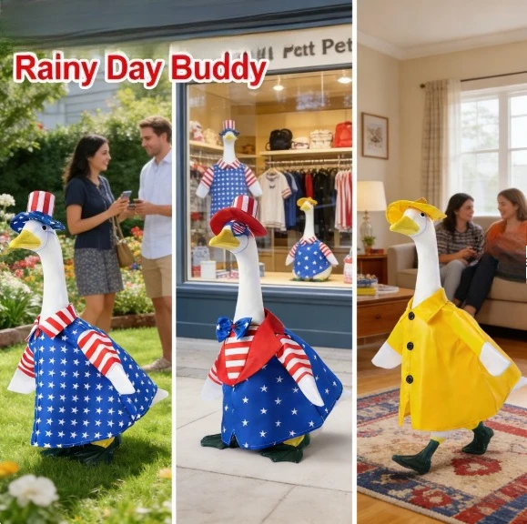 New Independence Day Porch Goose Outfit Yellow Raincoat American Flag ...
