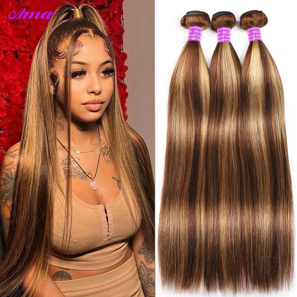 4-27-Highlight-Bundles-Bone-Straight-Human-Hair-Bundles-Brazilian-Hair ...