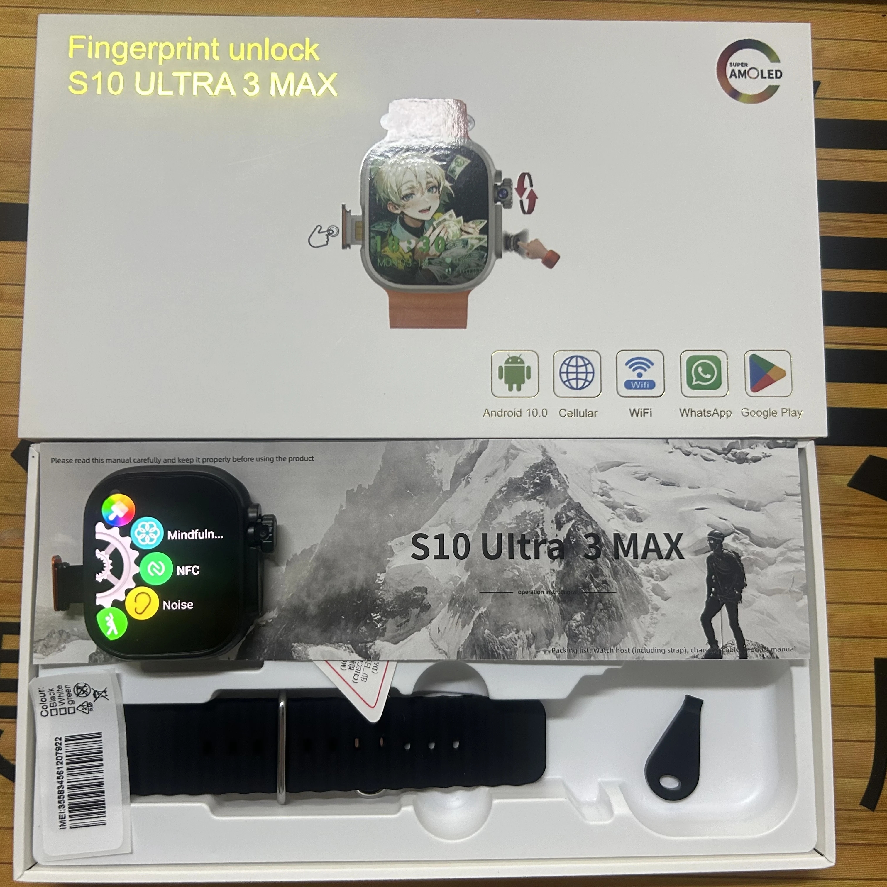 S10 Ultra 3 MAX Android 4G Smartwatch 2.29inch Touch ID Amoled Smart ...