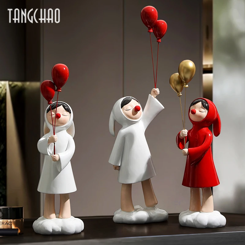 Home Decor Balloon Girl Figurines Para Interior Nordic Modern Living ...