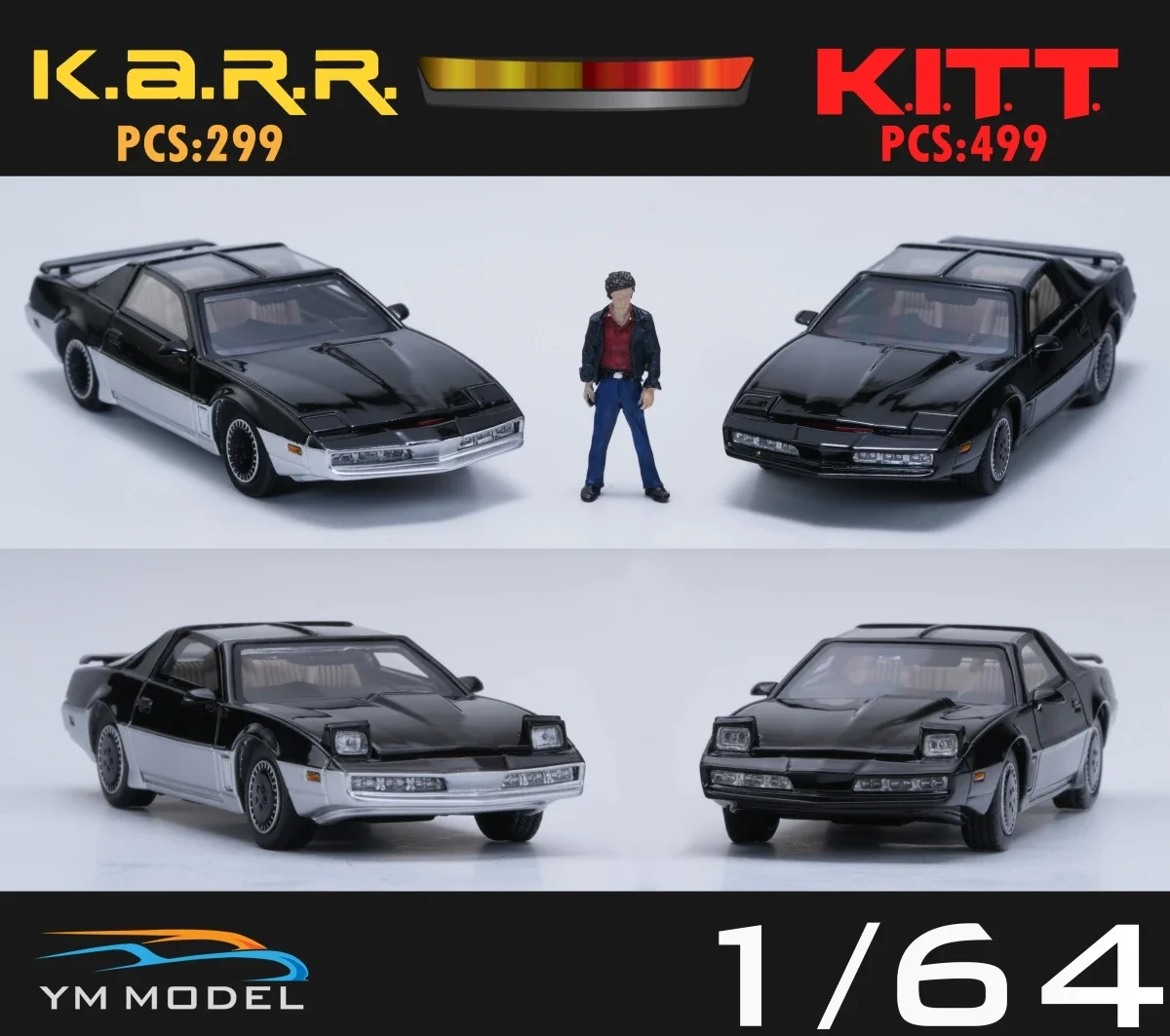 YM-Model-1-64-Pontiac-Firebird-Knight-Rider-KARR-blacksilver-ALL-Black ...