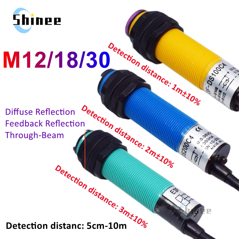 1PCS E3F-DS30C4 Proximity Switch Photoelectric sensor switch NPN PNP DC6-36V 30cm Detection ...