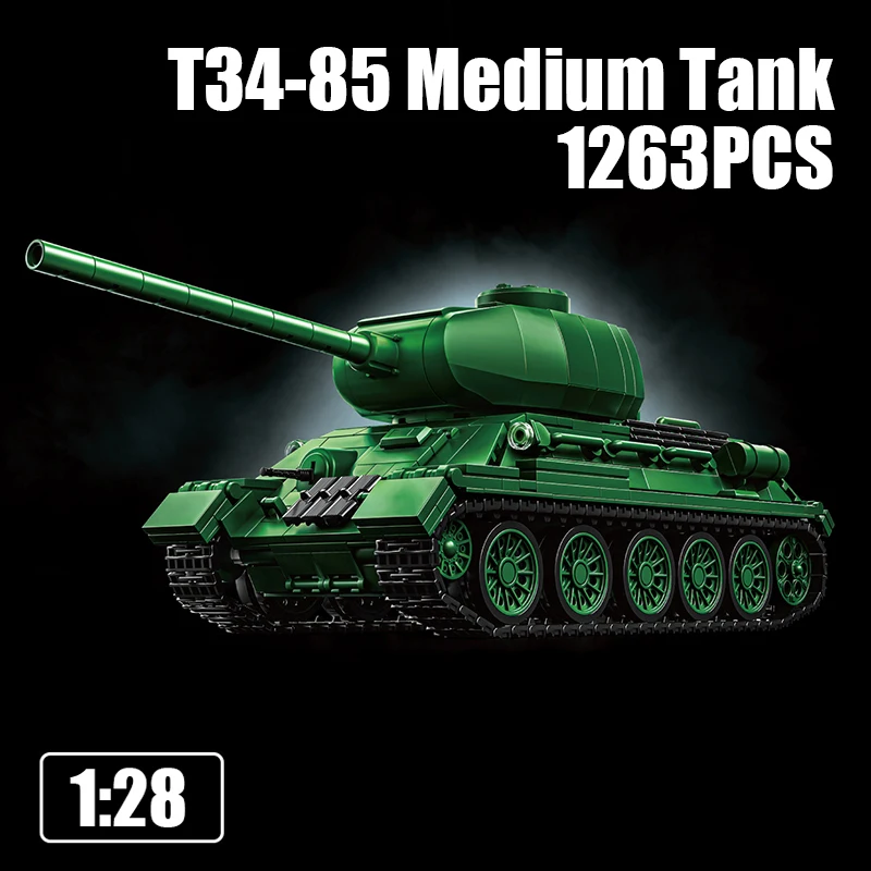 1263PCS T34-85 Medium Tank Model Building Blocks Sets 360° Rotates ...