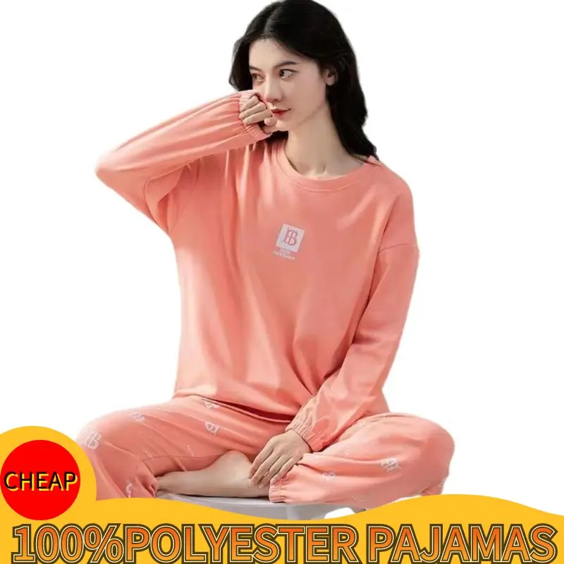 Primavera outono womens poliéster pijama define pontos pijamas dos ...