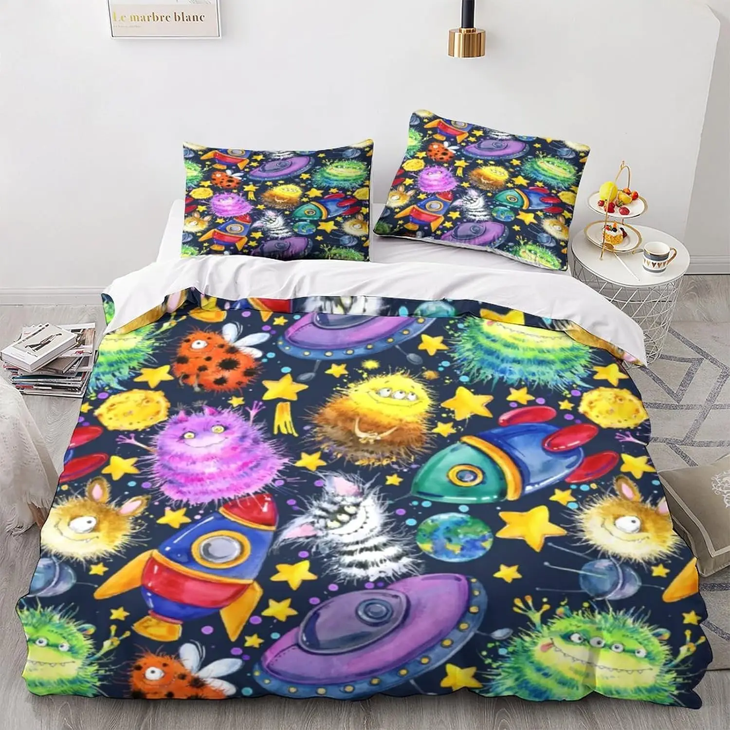 Alien Duvet Cover Pillowcase UFO Bedding Set Adult Boy Girl Bedroom ...