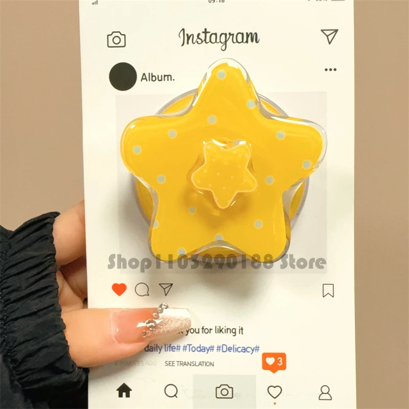 Korean Cute Cartoon Rotate Star Magnetic Holder Grip Tok Griptok Phone ...
