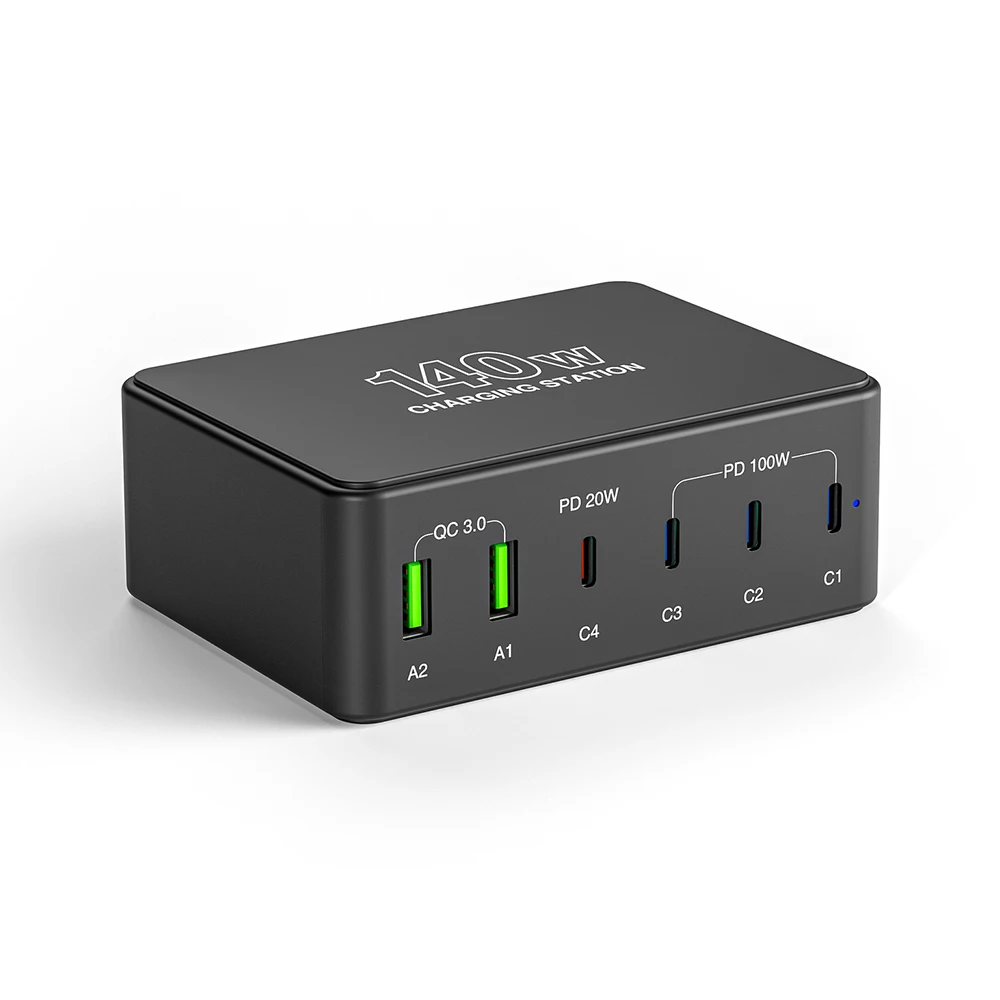 140W Multi USB PD 100W Fast GaN Charger 6-Port USB-C Charging Station ...