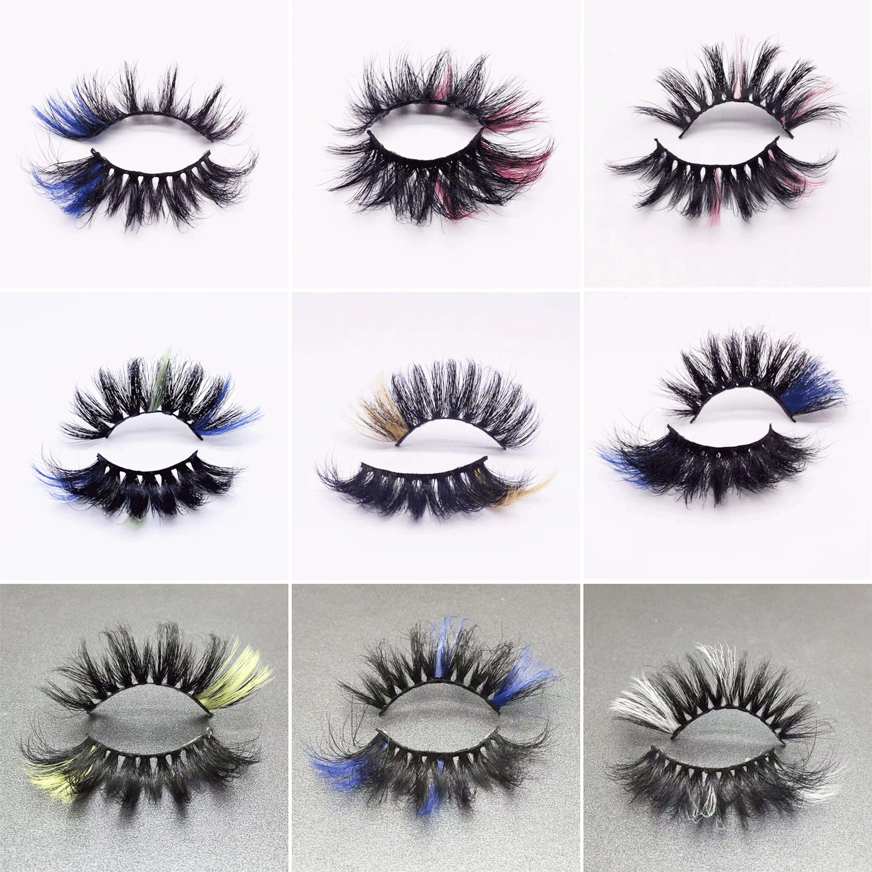 3D 25mm Color False Lashes Super Long Colorful Eyelashes Dramatic ...